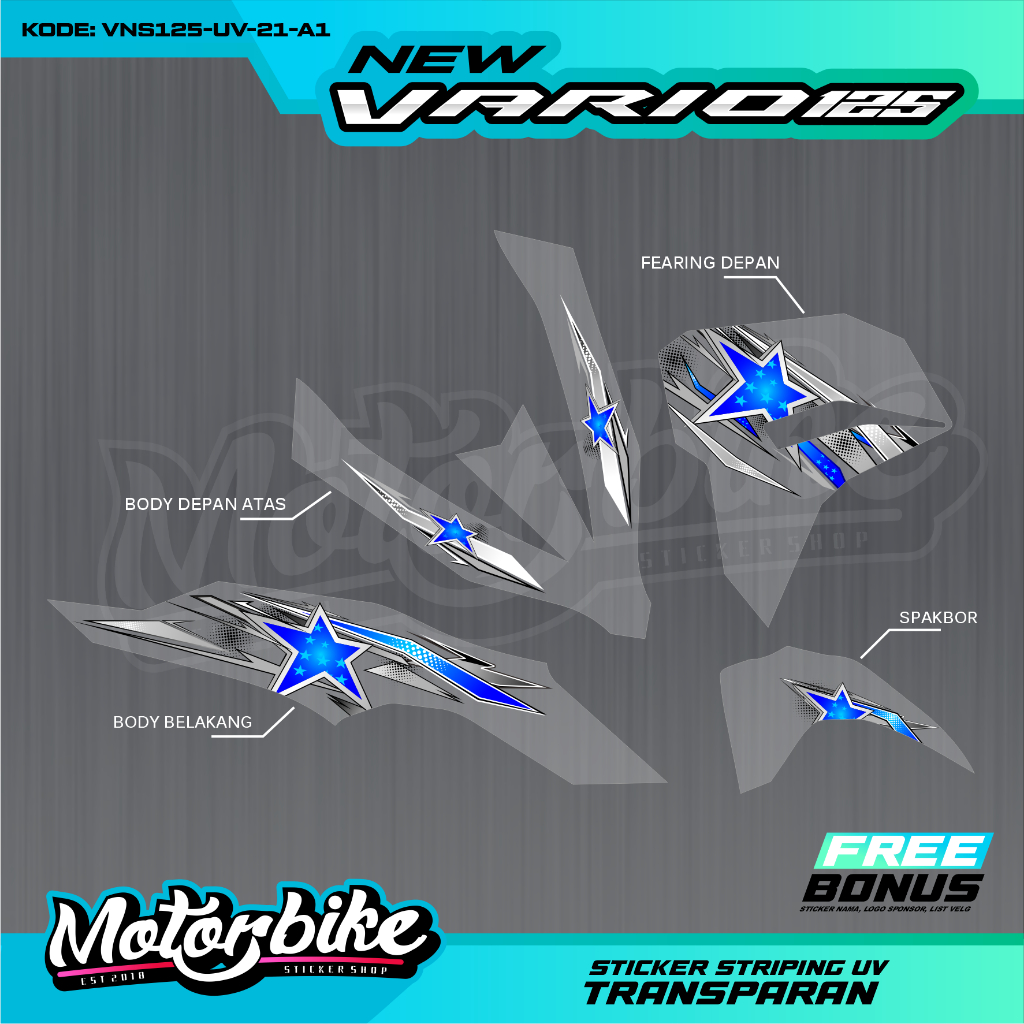 Transparent UV Striping Vario New 125 Gen 2 - Star Motif Vario Striping ...
