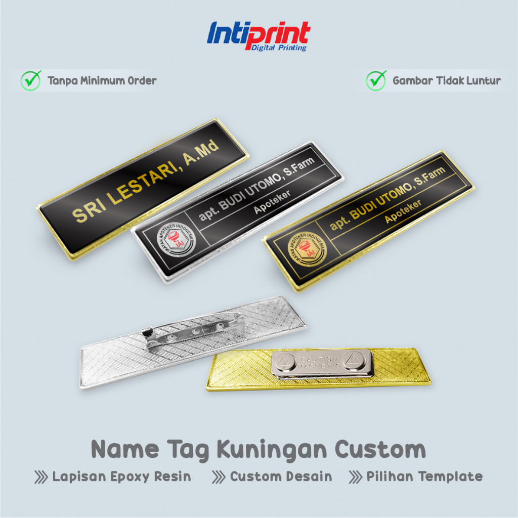 Gold Brass Magnet Name Tag / Silver Safety Pin Nametag Chest Name Epoxy ...