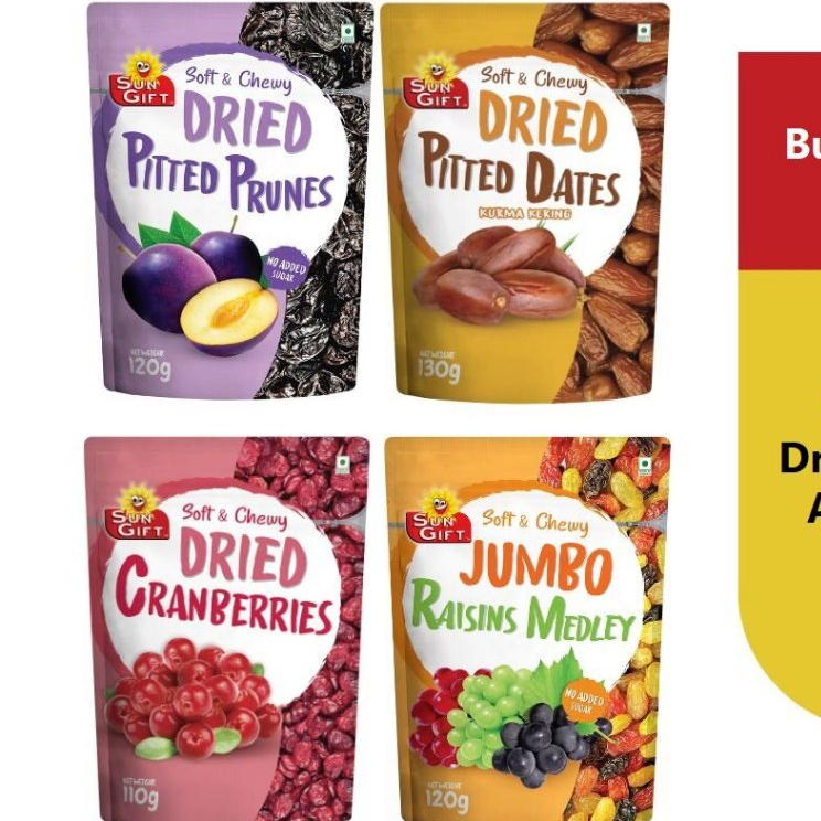 [HALAL] Sun Gift Jumbo Raisin Medley/Cranberries/Pitted Prune 120gr ...