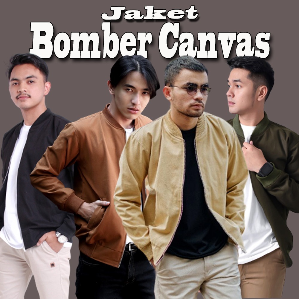 Men's Canvas Bomber Jacket | Shopee Malaysia