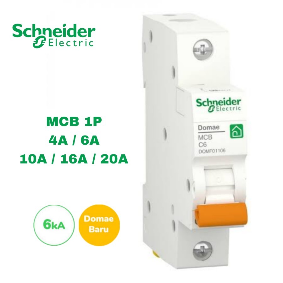 Schneider MCB Domae 6kA 1P Phase (4A, 6A, 10A, 16A, 20A Ampere) | Shopee Malaysia