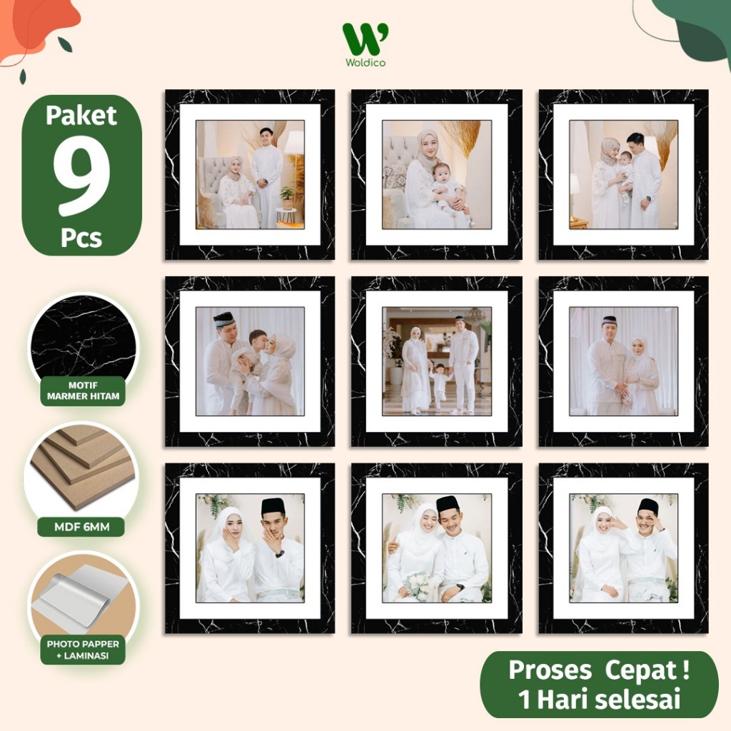 HITAM Print Photo And Aesthetic Black Marble Frames 9pcs | Shopee Malaysia