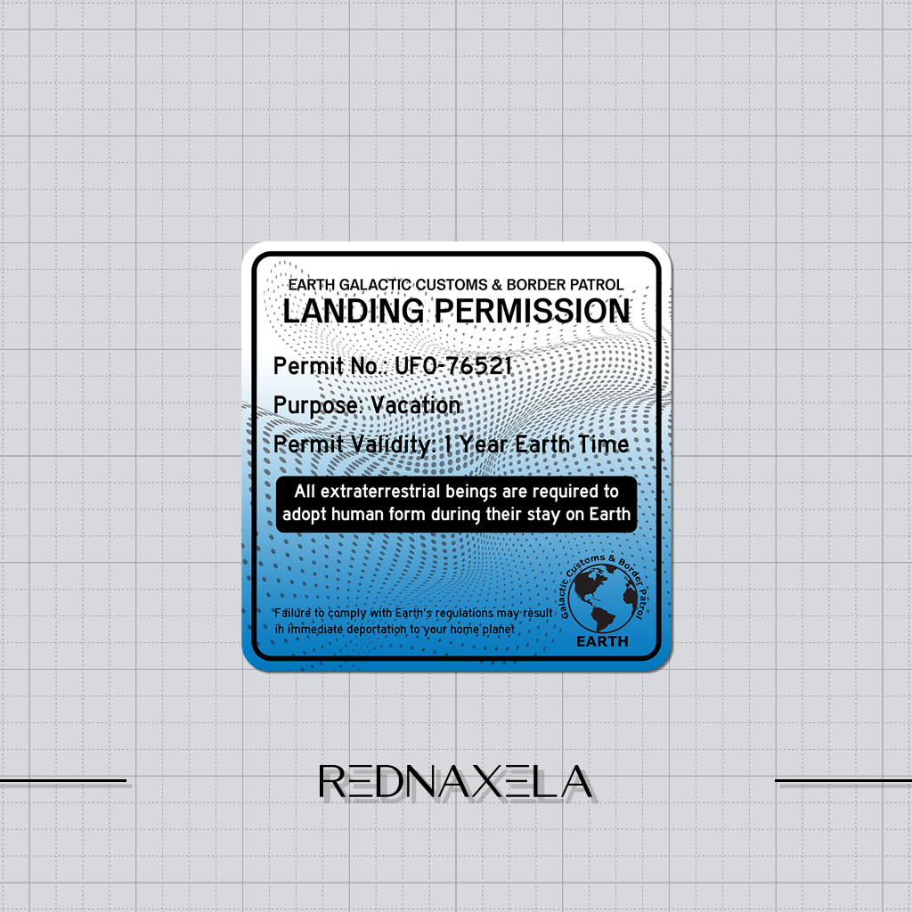 Vinyl Sticker Earth Landing Permission Sticker Suitcase Sign Travel ...