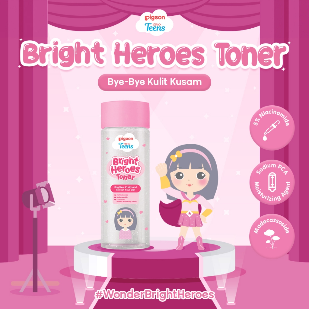 Pigeon Teens Bright Heroes Toner 100ml | Teen Skincare| Niacinamide 5% ...