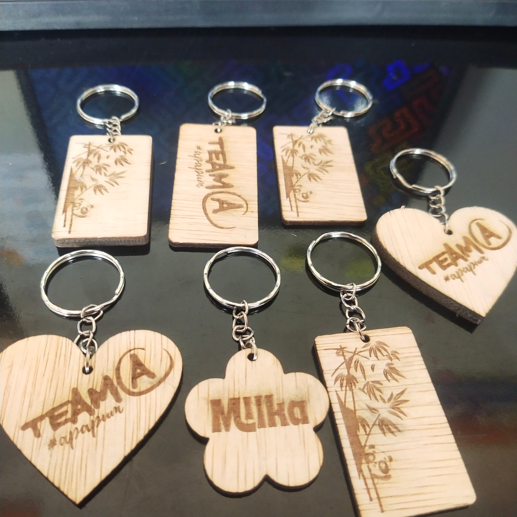 KAYU GANTUNGAN Laser Cut Name Logo Wooden Keychain | Shopee Malaysia