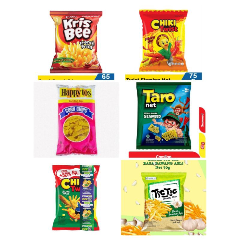 Various SNACKS RENCENG HAPPY TOS/ CHITATO/QTELA/WISKO AND OTHER SNACKS ...