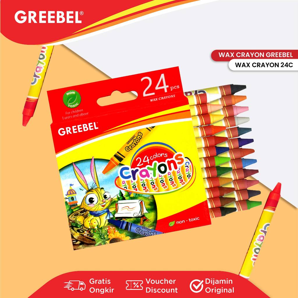 Greebel Crayon Wax Crayons 24 Bright Colors School Crayons | Shopee ...