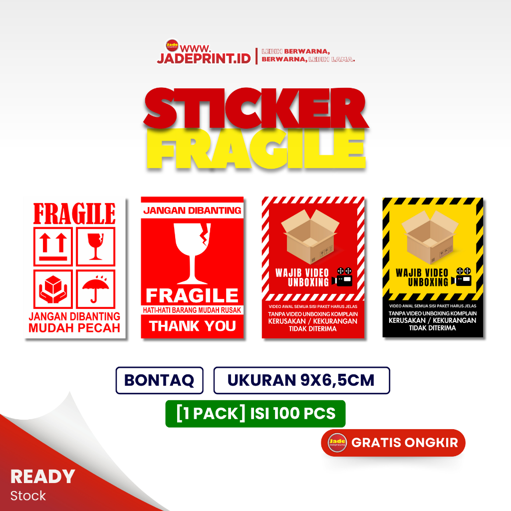 [Sticker Fragile] Fragile] Fragile Label Sticker 9 x 6.5cm Sticker ...