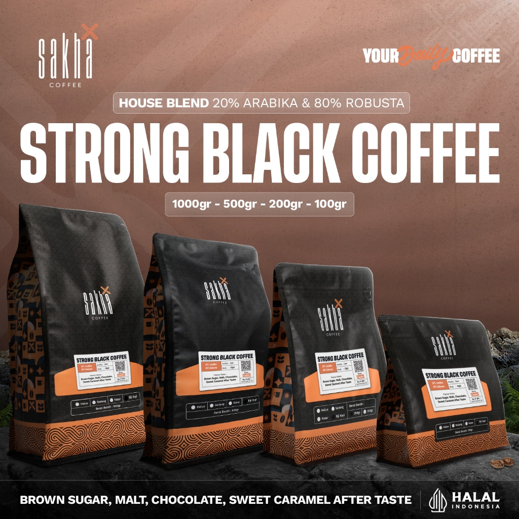 Espresso Blend Strong Black Coffee Beans 20% Arabica 80% Robusta Kopdar ...