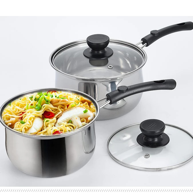 Stainless MILK NOODLE POT + KOREAN GLASS LID 20 CM / KOREAN MILKPOT ...