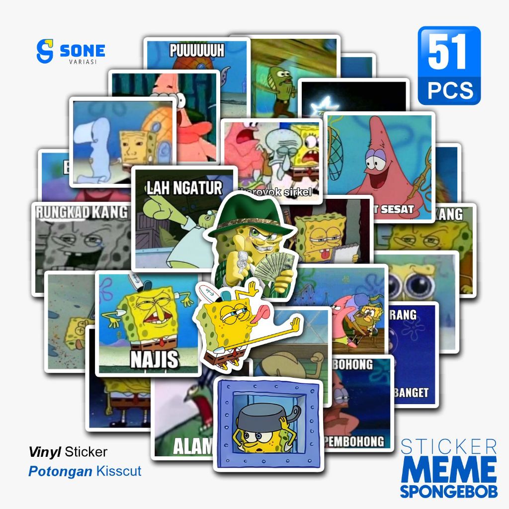 Sticker Pack Meme Spongebob Aesthetic Paper Vinyl Waterproof Decoration ...