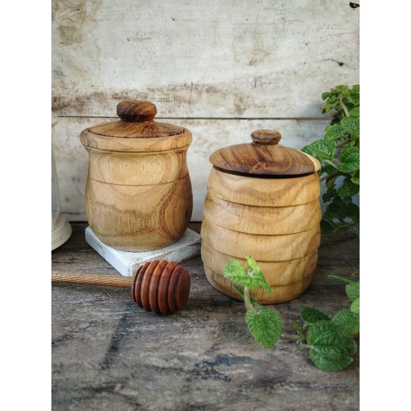 Teak Wood Honey Container/Honey Container Set | Shopee Malaysia