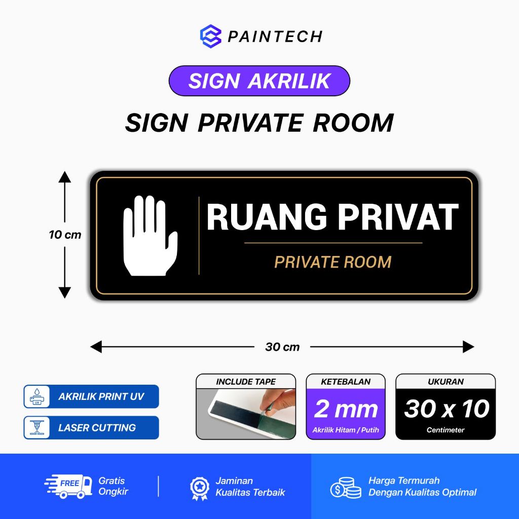Private Room Signage Size 30 X 10 UV Printed Acrylic Waterproof Signage ...