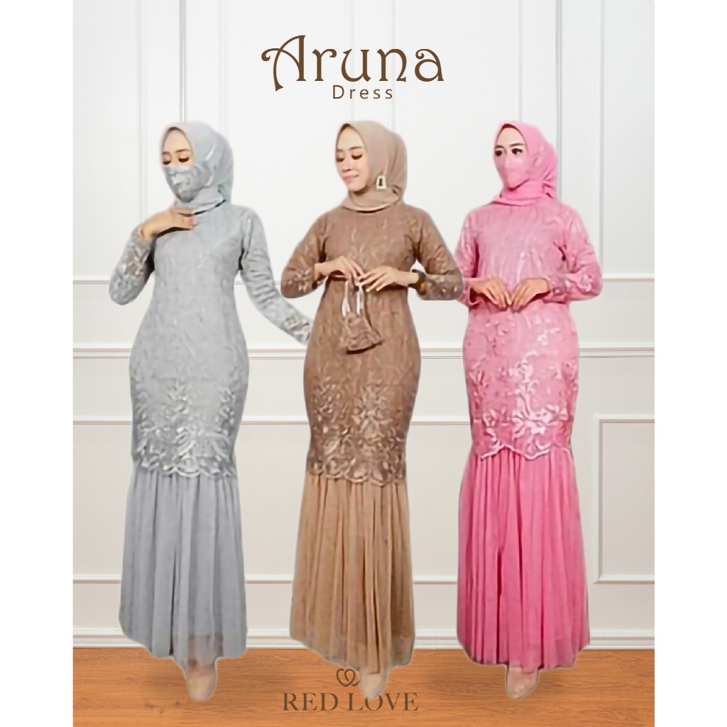 Redlove - Gamis Dress Aruna Mermaid Tille Tutu Mutiara 2 | Shopee Malaysia
