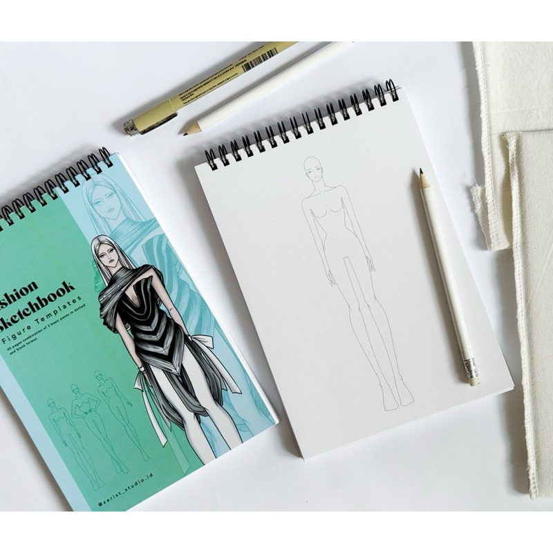 Fashion Sketchbook - templates 3 poses / Ring Sketchbook / for drawing ...