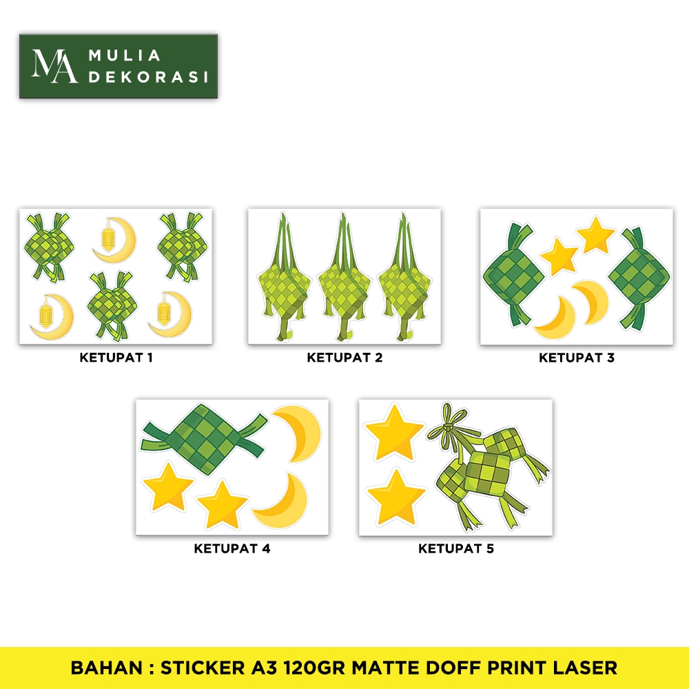 Custom Wall Decoration Accessories Stickers for Eid Theme Ketupat Moon ...