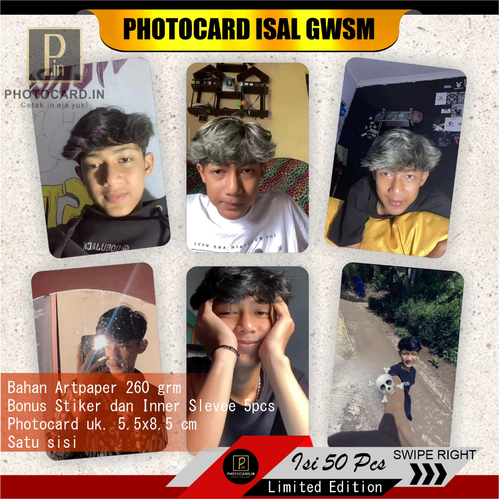 Photocard Isal GWSM contains 50 pcs (Free Stickers and Inner Slevee ...