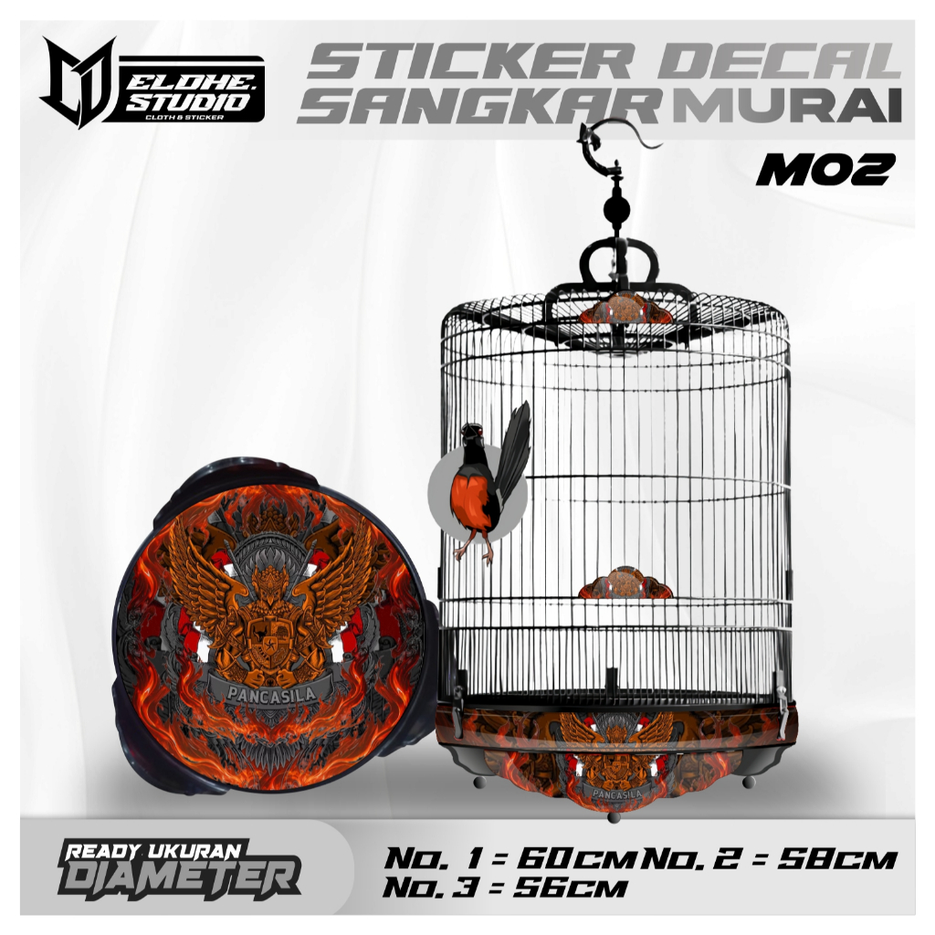 Cool round MURAI BATU Bird Cage Sticker, Full Waterproof Lamination ...