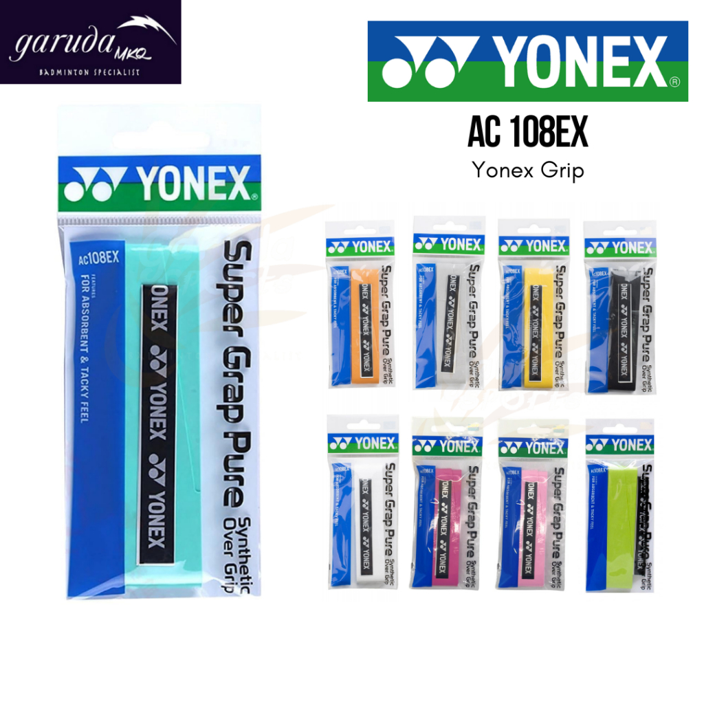 Yonex AC 108EX BADMINTON GRIP YONEX AC 108 EX RACKET / RUBBER GRIP ...