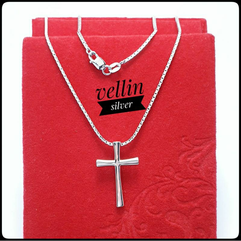 PUTIH Silver Cross Necklace for Men and Women 925 White Gold Plated ...
