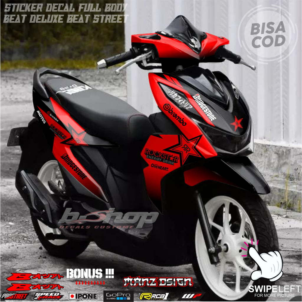 Honda Beat Deluxe Full Body Decal Rockstar Motif Various Color Choices ...