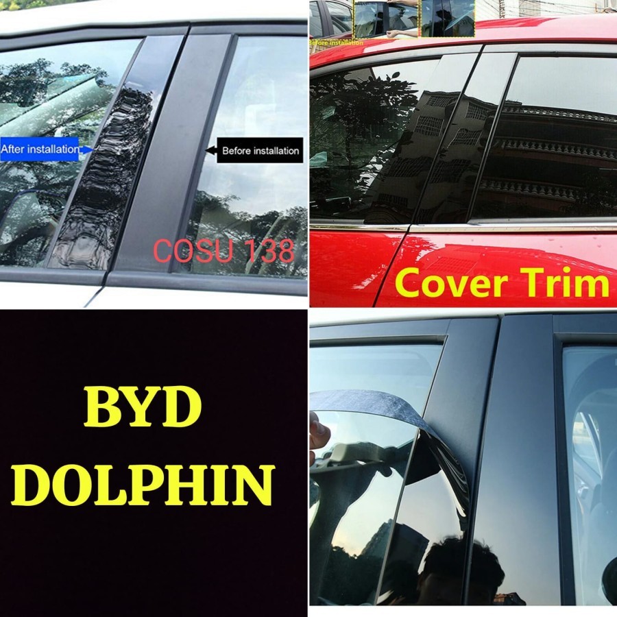 PVC Sticker Door Pillar Window Black Piano Black Glossy BYD Dolphin ...