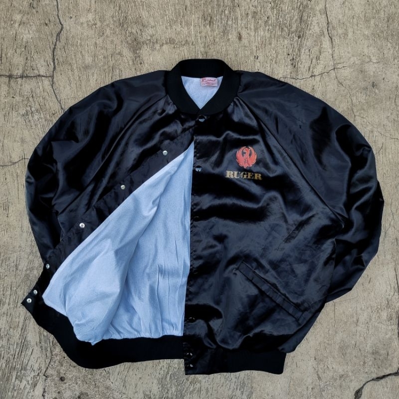 Very Rare Vtg 80s Ruger Firearms Made in USA Satin Bomber Jacket ...