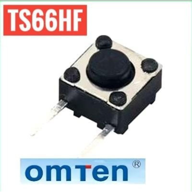 Tactile Switch TS66HF Original Japan 6x6x4.3mm 2 Pin Straight Push ...