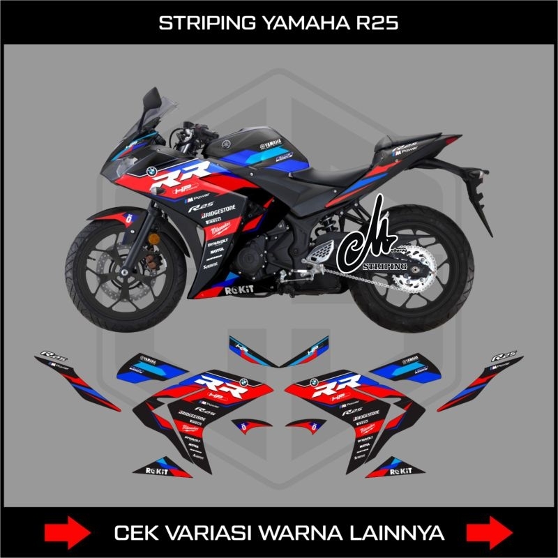 Yamaha Yzf R25 Old Striping Sticker Bmw Tri Color Graphic / R25 V1 ...