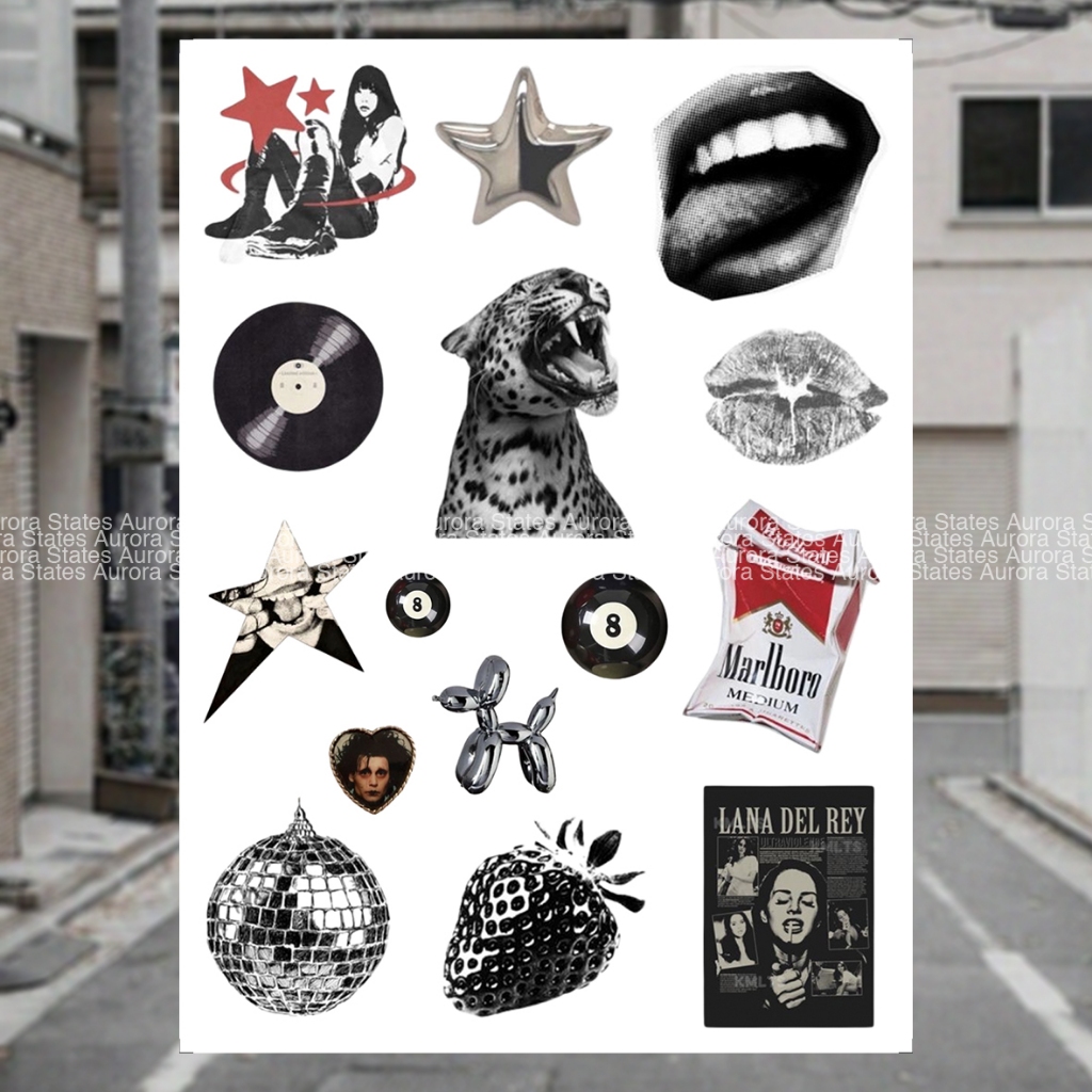 Aesthetic Colage Sticker | White and Black Aesthetic Sticker | Journal ...