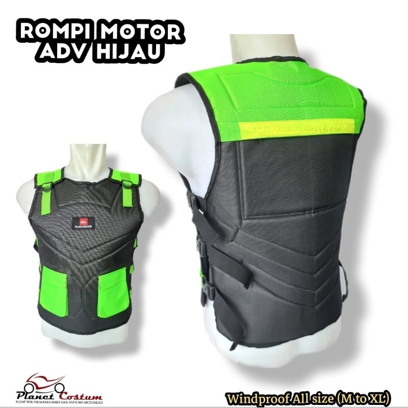 STABILO HIJAU Green adv vest Motorbike touring bikers windproof men's ...
