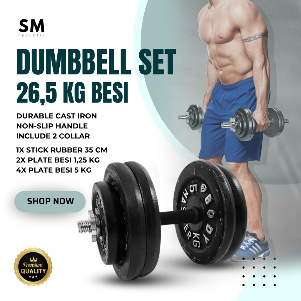 Dumbbell Barbell Set 26,5 KG Dumbell 26,5KG Iron Stick Metal Fitness Gym | Shopee Malaysia