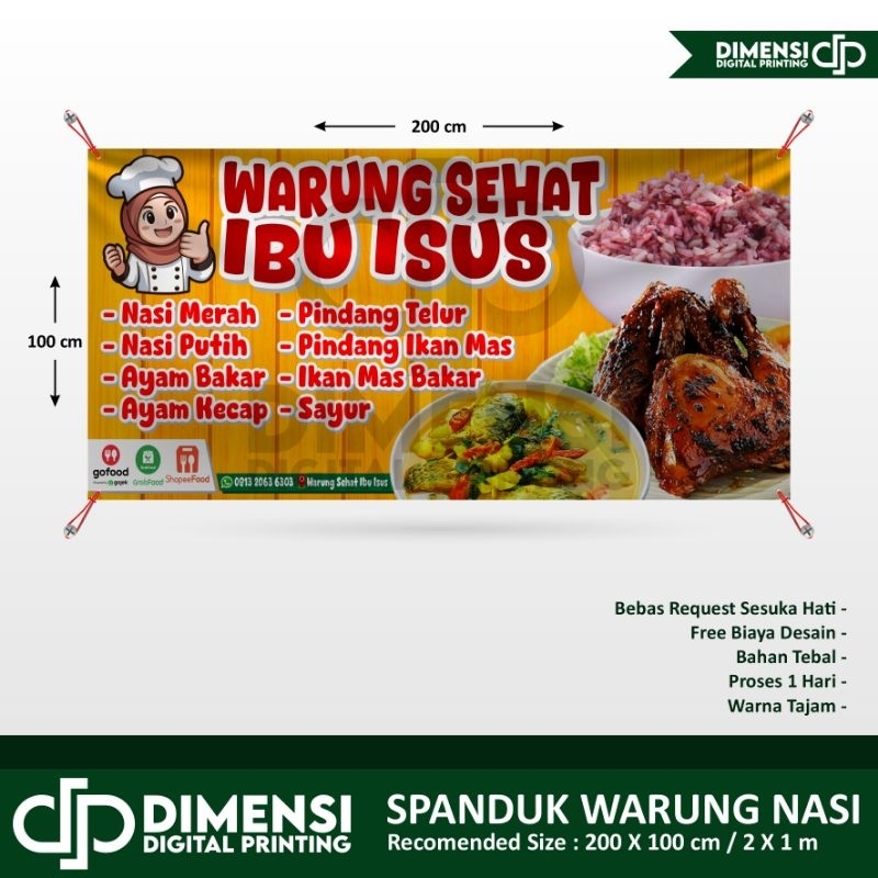 Banner BANNER WARUNG DINING SIZE 2X1 / WAJIKEG BANNER / RICE WARUNG ...