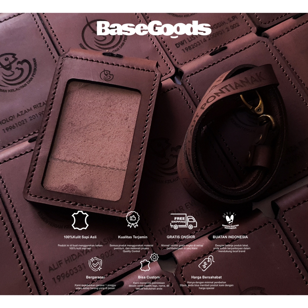 Custom FOLDING ID CARD HOLDER | Custom LEATHER NAMETAG | Shopee Malaysia