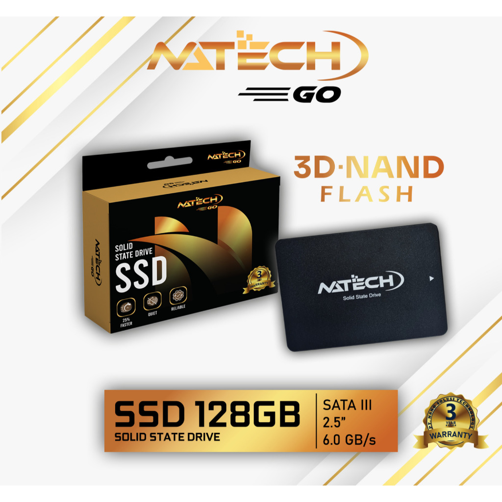 Ssd 128GB NATECH GO OFFICIAL 3 YEAR WARRANTY - SSD ONLY | Shopee Malaysia