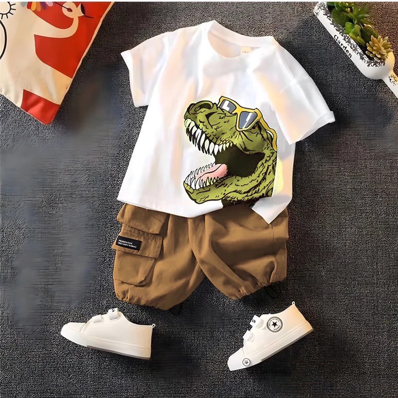 Boys' T-SHIRTS SET SIZE 1-5 YEARS DINO GLASSES MOTIF/ CHILDREN'S DAILY ...