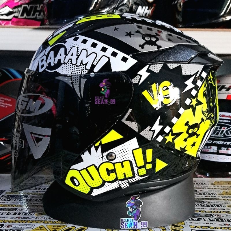 Gm FIGHTER KING JOKER YELLOW VISOR LIGHT SMOKE HALF FACE HELMET ...