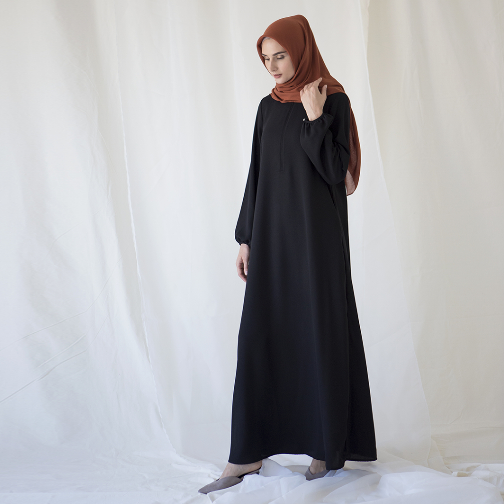 HIJAU OFFWHITE PUTIH HITAM Basic Sada by Aska Label - Plain Gamis with pockets and busui ...