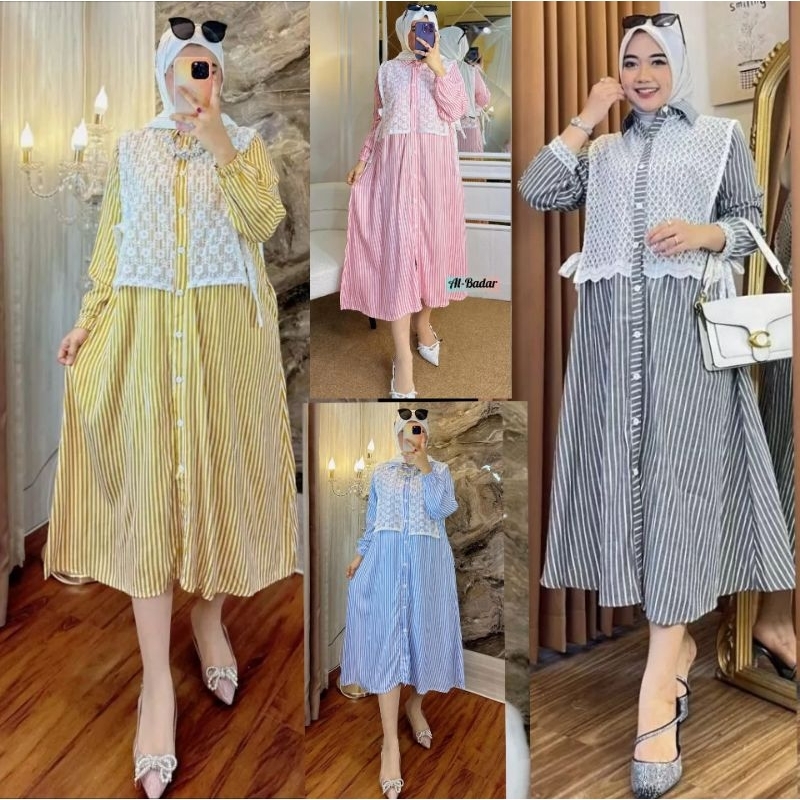 Lonk dress burkat tunic/MIDI tunic dress with premium striped motif ...