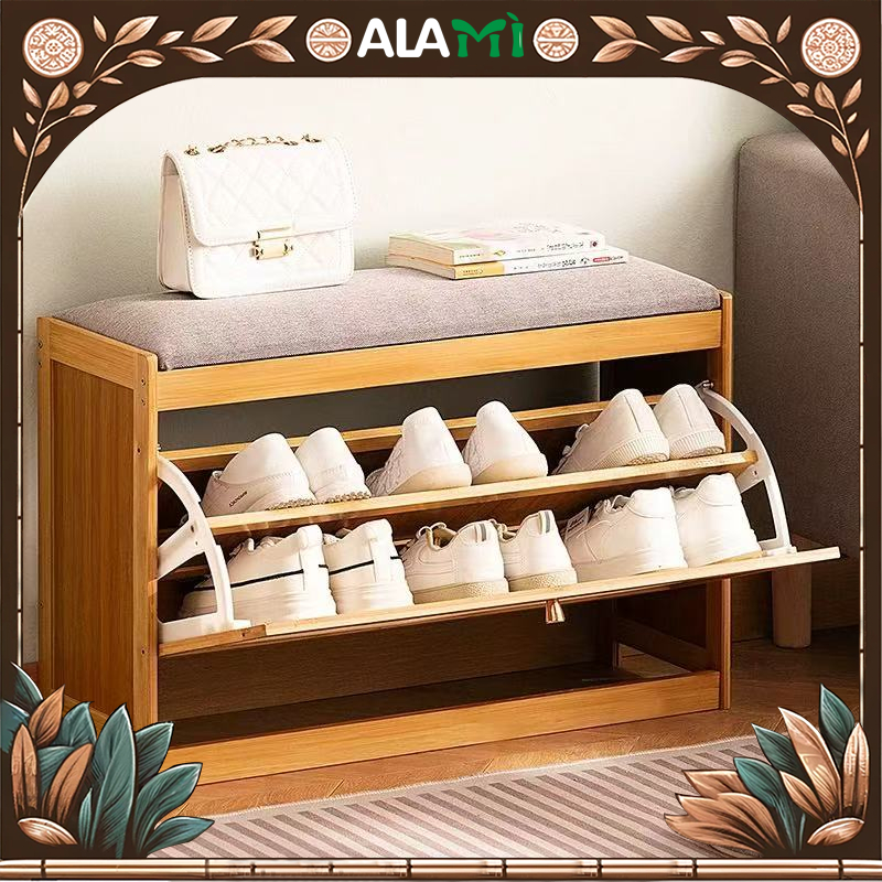 KAYU Natural Shoe Rack Chair Bench Storage Shoe Sofa Shoe Rack Wooden ...