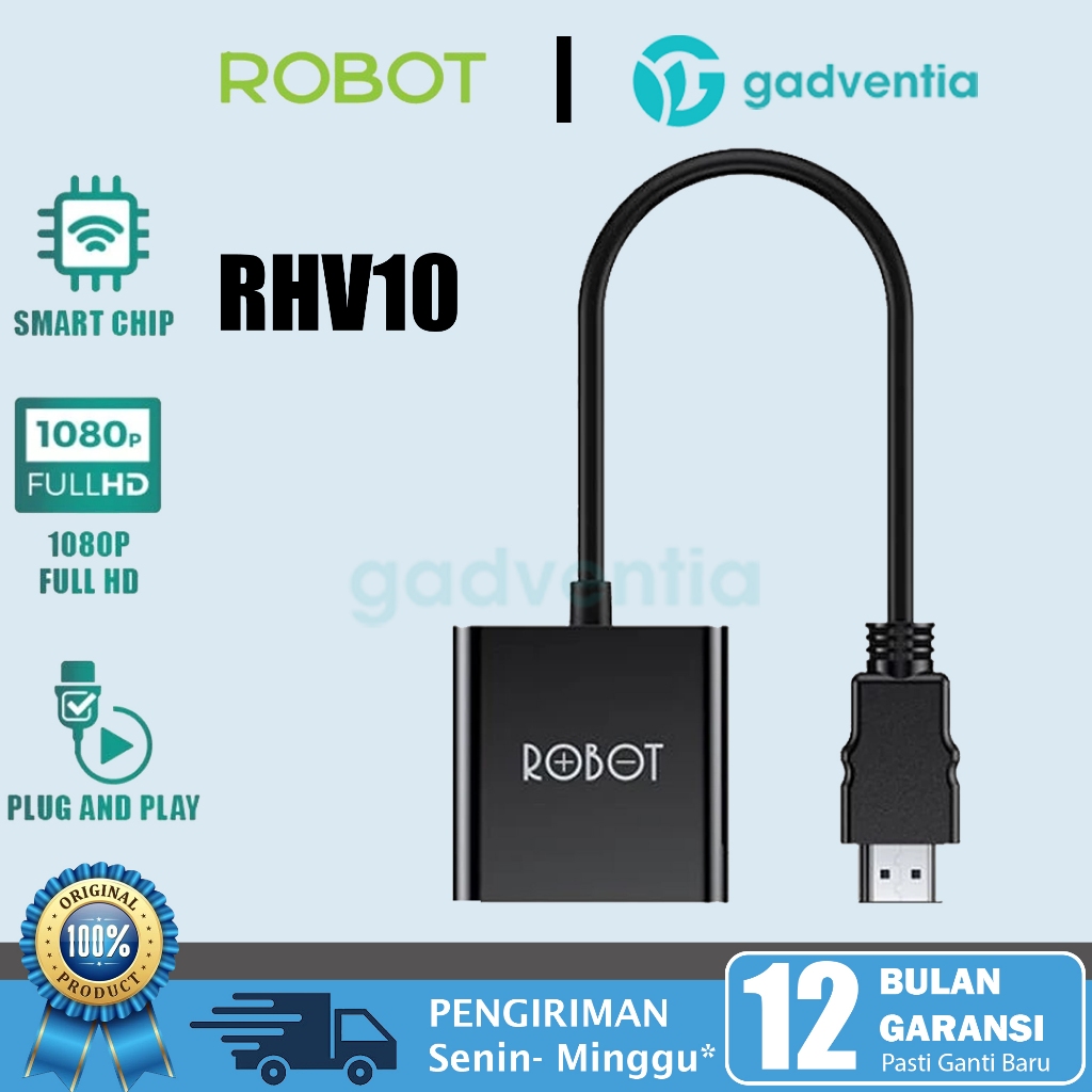 Robot RHV10 Adapter Converter HDMI to VGA Projector Laptop 1080P Full ...