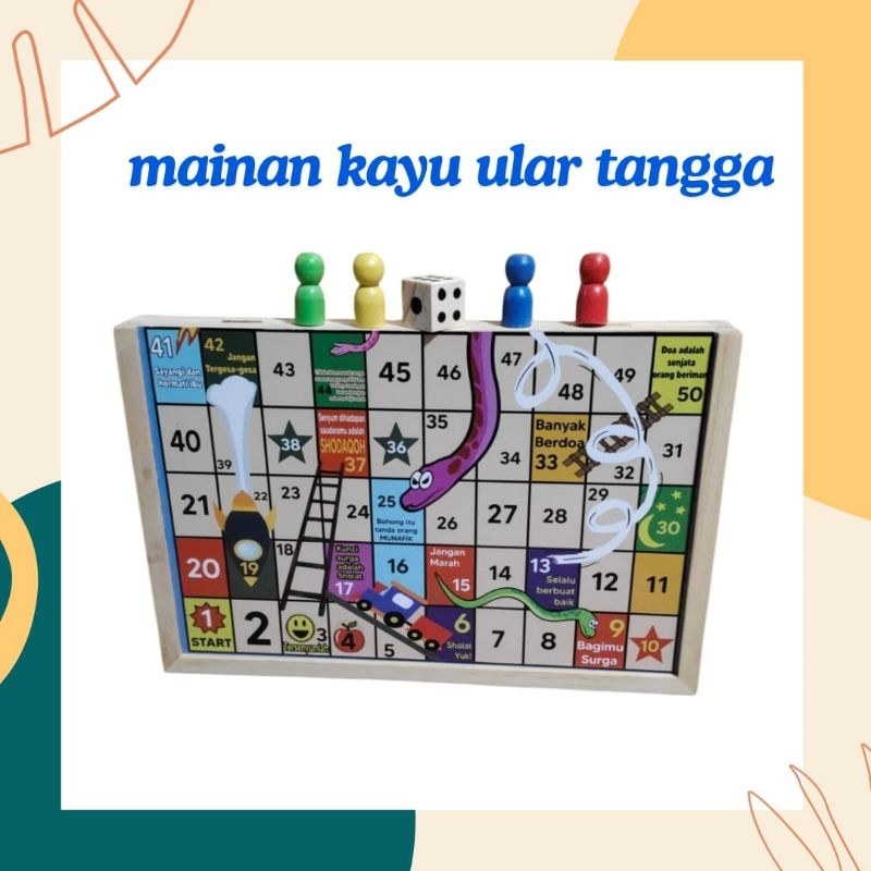 KAYU Family Wooden Snakes and Ladders Children's Toy/Snake and Ladders ...
