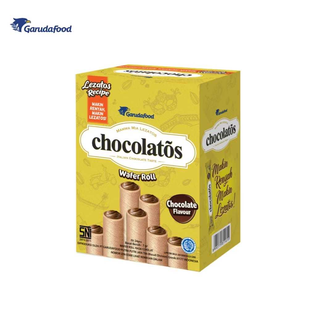 Chocolatos Wafer Roll Gery Chocolate Stick Box 24 x 8.5 gr Garudafood ...