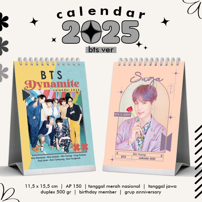 Table CALENDAR 2025 KPOP BTS MEMBER | Shopee Malaysia
