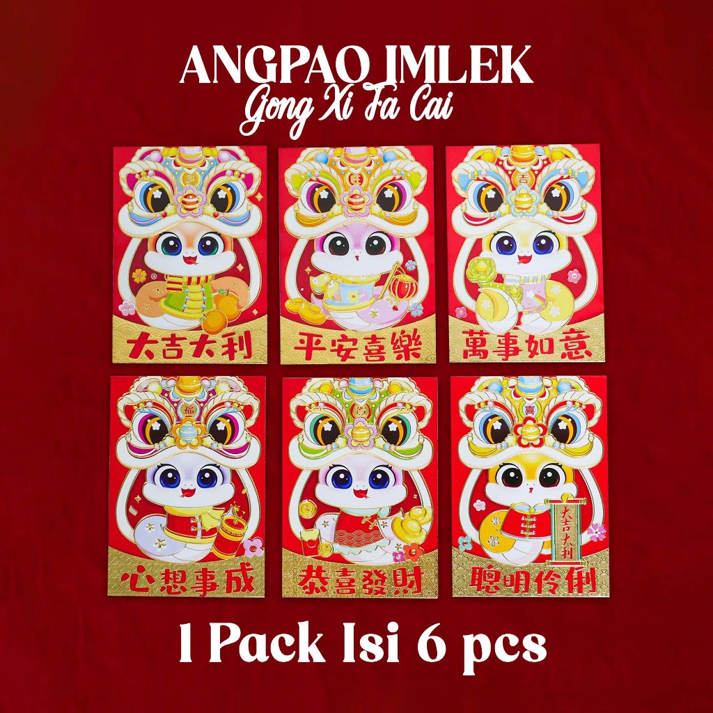 6pcs IMLEK SINCIA ANGPAO 2025/ ANGPAU MEDIUM SNAKE / AMPLOP KIONG HI ...