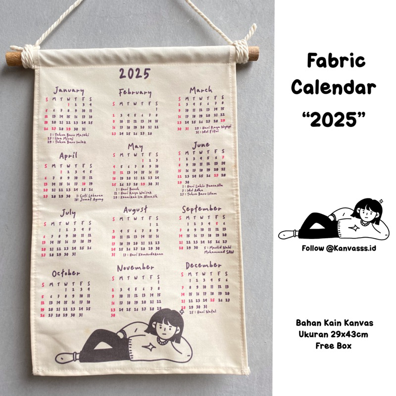 Fabric calendar 205//FABRIC calendar 2025//aesthetic walldecor ...