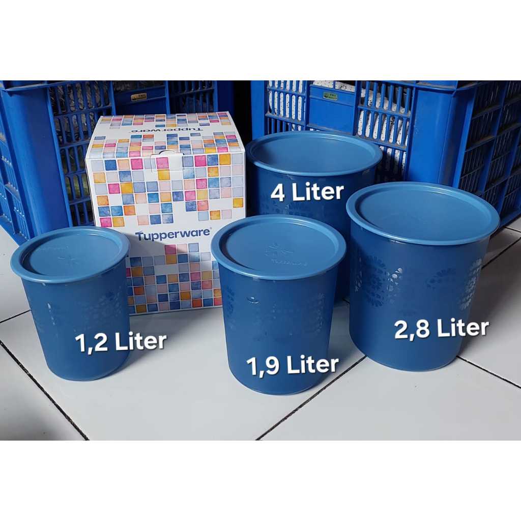 Mosaic Canister Set Tupperware Denim (4 pcs + box) | Shopee Malaysia