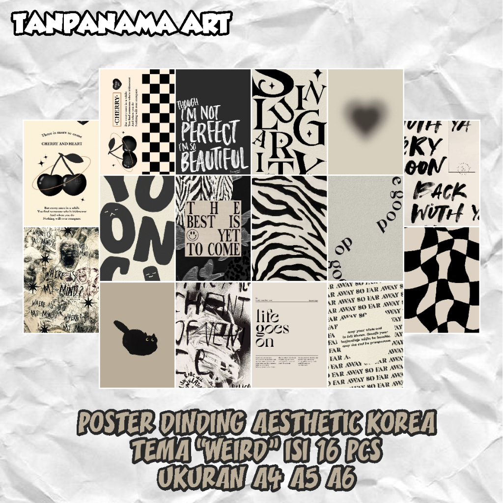 HIASAN DINDING Walldecor 16pcs Korean style "WEIRD" / Korean style wall decoration / Korean ...