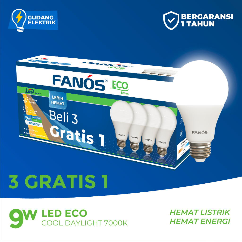 PUTIH Fanos Ecopack Led Multipack 9watt Led Lamp 7000k Led Light Bulb ...