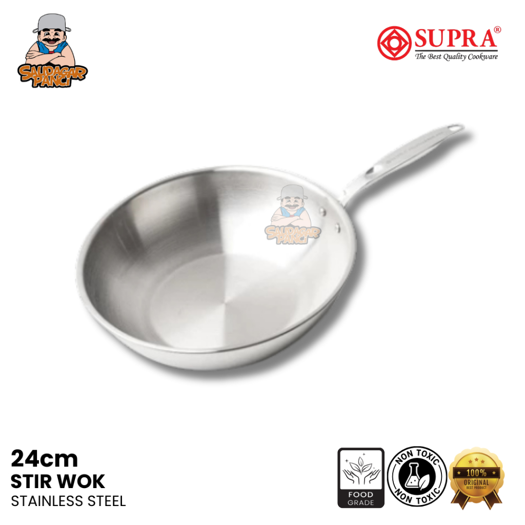 Supra Stir wok 24cm stainless steel SUS 304 impact bottom professional ...